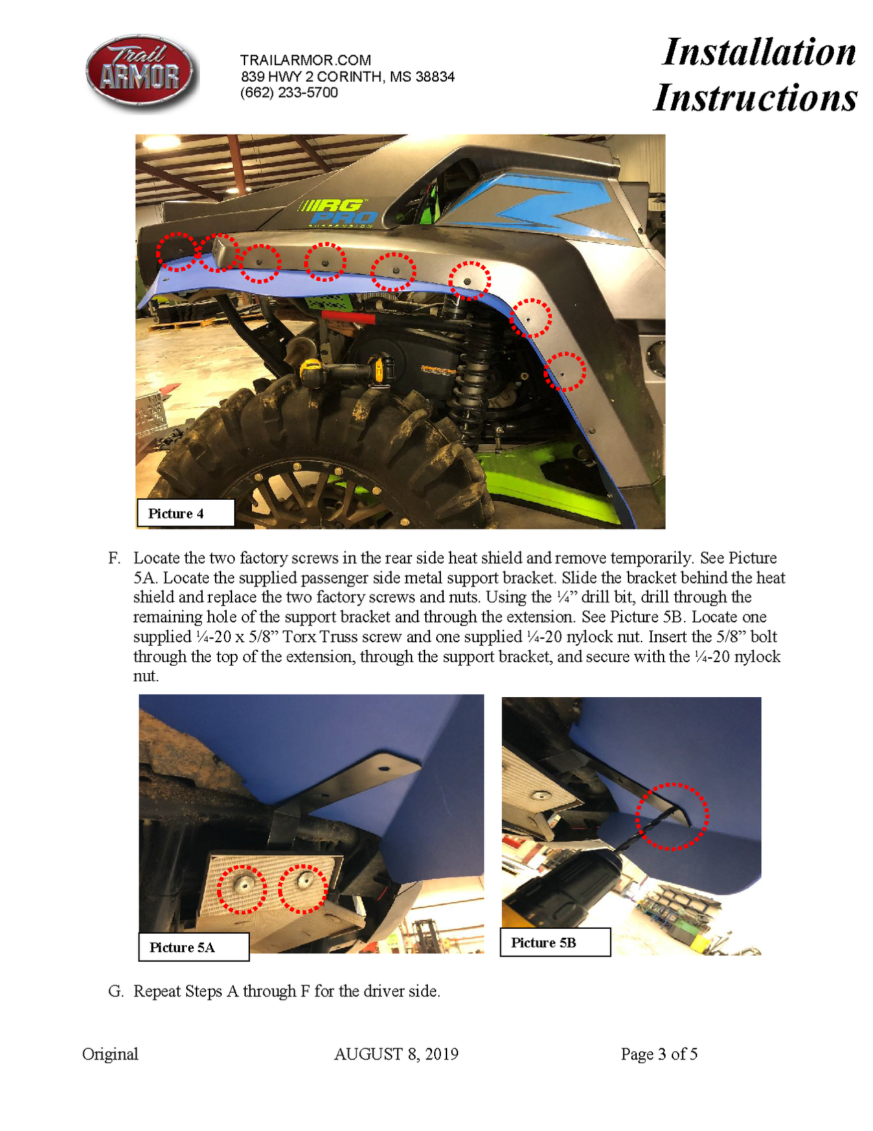 Trail Armor Textron Wildcat XX and Tracker XTR 1000 Mud Flap Fender Ex ...